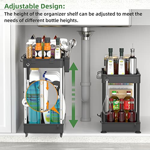 AOSITE 1 Pack L Shape Under Sink Organizers Bathroom Organizer and Storage 2 Pack Pull Out Cabinet Organizer