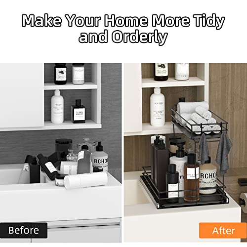 AOSITE 1 Pack L Shape Under Sink Organizers Bathroom Organizer and Storage 2 Pack Pull Out Cabinet Organizer