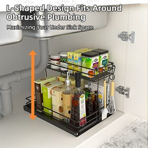 AOSITE 1 Pack L Shape Under Sink Organizers Bathroom Organizer and Storage 2 Pack Pull Out Cabinet Organizer