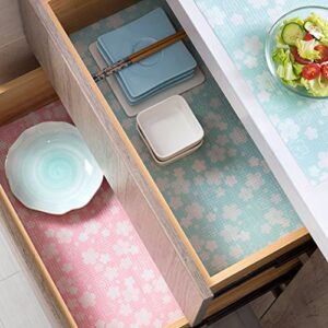 GLOW4U Non Adhesive Cute Floral Foam Shelf Drawer Liner Paper for Kitchen Cabinets Dresser Pantry Closet (Pink, 11.8" Wx197 L)