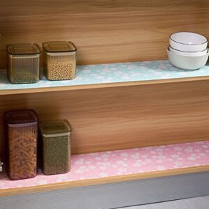 GLOW4U Non Adhesive Cute Floral Foam Shelf Drawer Liner Paper for Kitchen Cabinets Dresser Pantry Closet (Pink, 11.8" Wx197 L)