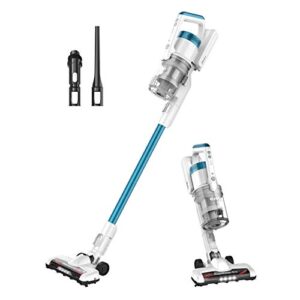 eureka rapidclean pro lightweight cordless vacuum cleaner, high efficiency powerful digital motor led headlights, convenient stick and handheld vac, essential, white