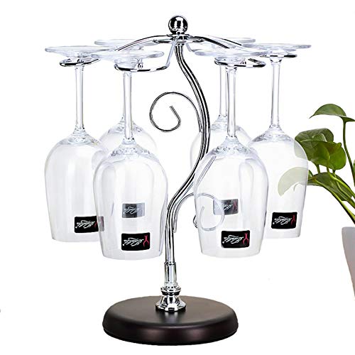 FIAMER Countertop Wine Glass Holder Tabletop Stemware Storage Rack Air Drying System Kitchen Bar Storage Rack Desktop Goblet Storage Rack Metal Glasses Display Stand… (13.7in*10.2in*5.9in)