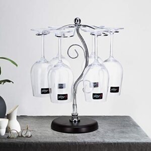 FIAMER Countertop Wine Glass Holder Tabletop Stemware Storage Rack Air Drying System Kitchen Bar Storage Rack Desktop Goblet Storage Rack Metal Glasses Display Stand… (13.7in*10.2in*5.9in)