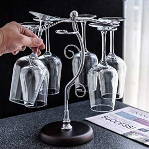 FIAMER Countertop Wine Glass Holder Tabletop Stemware Storage Rack Air Drying System Kitchen Bar Storage Rack Desktop Goblet Storage Rack Metal Glasses Display Stand… (13.7in*10.2in*5.9in)