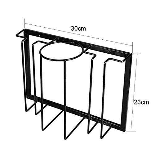 YYSD Hanging Wine Glass Rack and Bottle Holder, Under Cabinet Stemware Rack Glass Holder, Retro Wine Glass Drying Rack for Bar Kitchen Pub(Black,Gold)