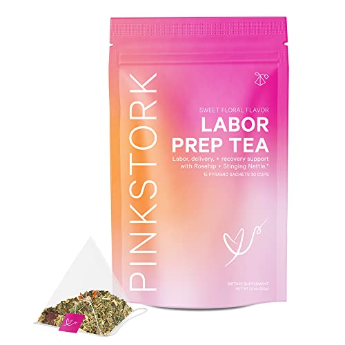 Pink Stork Labor Prep Tea: Sweet Floral - Red Raspberry Leaf Tea for Pregnancy & Postpartum - All Organic Delivery Essentials- For 3rd & 4th Trimester - Pregnancy Must Haves - Women-Owned - 30 Cups