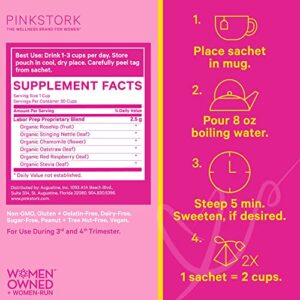 Pink Stork Labor Prep Tea: Sweet Floral - Red Raspberry Leaf Tea for Pregnancy & Postpartum - All Organic Delivery Essentials- For 3rd & 4th Trimester - Pregnancy Must Haves - Women-Owned - 30 Cups