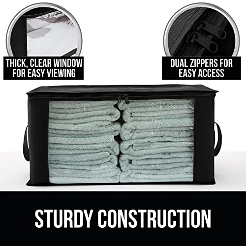 Gorilla Grip Wire Shelf Liners Set of 4 and Clothes Storage Bag Organizer Set of 2, Shelf Liner Size 14x36 in Black, Waterproof Hard Plastic, Storage Bag Size 90L in Black, Clear Window, 2 Item Bundle