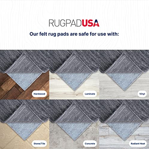 RUGPADUSA - Basics - 8'x10' - 1/4" Thick - 100% Felt - Protective Cushioning Rug Pad - Safe for All Floors and Finishes Including Hardwoods