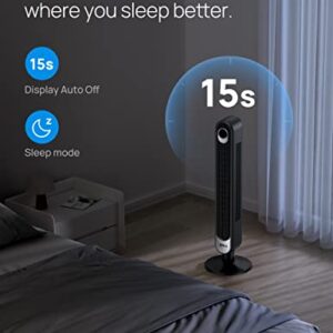 Dreo Tower Fan 42 Inch, Cruiser Pro T1 Quiet Oscillating Bladeless Fan with Remote, 6 Speeds, 4 Modes, LED Display, 12H Timer, Black Floor Standing Fan Powerful for Indoor Home Bedroom Office Room