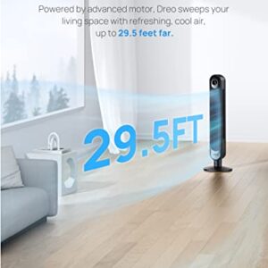 Dreo Tower Fan 42 Inch, Cruiser Pro T1 Quiet Oscillating Bladeless Fan with Remote, 6 Speeds, 4 Modes, LED Display, 12H Timer, Black Floor Standing Fan Powerful for Indoor Home Bedroom Office Room