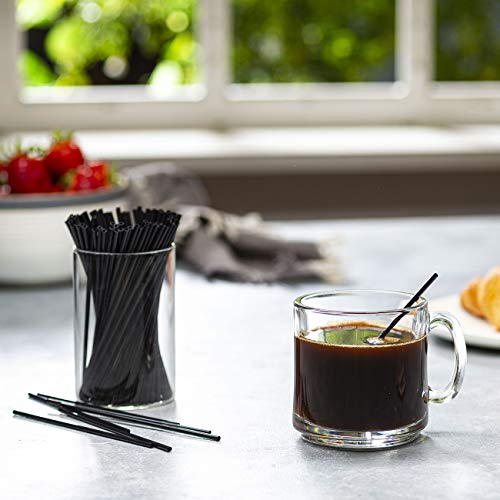 5 Inch Coffee & Cocktail Stirrers/Straws [1000 Count] Disposable Plastic Sip Stir Sticks – Black