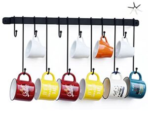 coffee mug hanger wall mounted – 12 mug hooks for mug display or cups storage in kitchen counter wall or coffee bar decoration, 12 hooks kitchen utensil rack wall mounted for kitchen organization