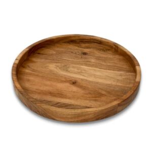 blackridge home lazy susan organizer, 14 inch rustic farmhouse acacia wood lazy susan turntable, wooden lazy susan turntable for table, kitchen countertop, dining, decorative lazy susan for counter