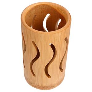 hemoton kitchen utensil holder caddy bamboo kitchen tool holder chopsticks storage barrel spoon fork holder cutlery tableware storage container organizer