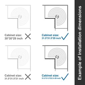 BBLHOME 28'' 2 Tier Lazy Susan Kitchen Base Cabinet Corner Organizer, 360° Rotating Blind Corner Wire Susan Kidney Shaped Cabinet Mounted