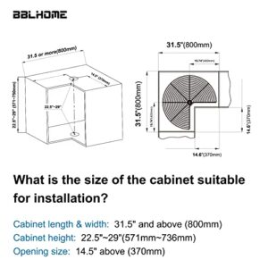 BBLHOME 28'' 2 Tier Lazy Susan Kitchen Base Cabinet Corner Organizer, 360° Rotating Blind Corner Wire Susan Kidney Shaped Cabinet Mounted