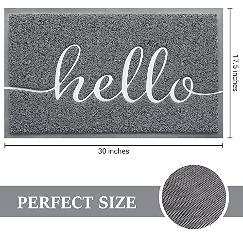 BeneathYourFeet Door Mat (30"x17.5",Grey), Durable Welcome Mat Low Profile Floor Mat Front Doormat Indoor Outdoor Door Rug Non Slip Rugs for Entryway, Patio, High Traffic Areas