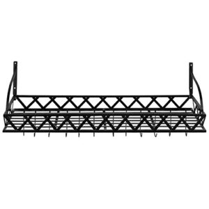 MyGift Wall Mounted Black Metal Kitchen Pots and Pans Storage Rack with Display Shelf Includes 12 Removable S Hooks