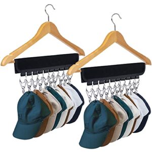 hat rack for baseball caps hat organizer holder for hanger & room closet display, 2pack 10 hat storage clips for hang ball caps winter beanie & accessories, for men, boy women gift (2pc black)