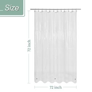 Mrs Awesome Shower Curtain Liner with Magnets: 72 x 72 Clear PEVA Plastic Shower Curtain for Bathroom, Lightweight & Waterproof, 72 x 72, Clear