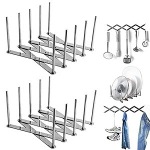 Dish Plate Drying Rack, Pot Lid Holder, Adjustable Pot Lid Organizer, Kitchen Cabinet Pantry Pan and Pot Lid Organizer Rack Holder (1Pcs)