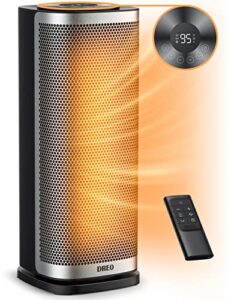 dreo space heaters for indoor use, 1500w fast heating ceramic electric & portable heaters with thermostat, 70° oscillating with tip-over & overheat protection, remote, 12h timer, for office bedroom