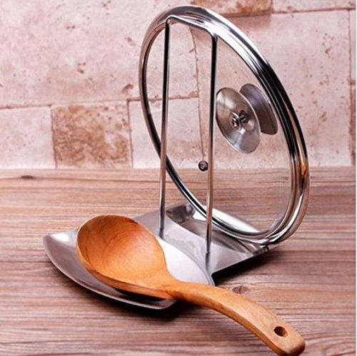 Kitchen Stainless Steel Pan Pot Rack Lid Rack Stand Spoon Rest Cover Holder