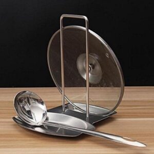 Kitchen Stainless Steel Pan Pot Rack Lid Rack Stand Spoon Rest Cover Holder