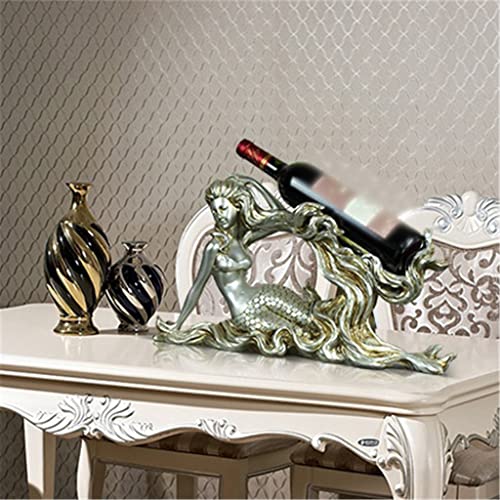 DOUBA Retro Mermaid Resin Shape Wine Rack European Resin Wine Rack Wine Cabinet Wine Rack Desktop Ornaments