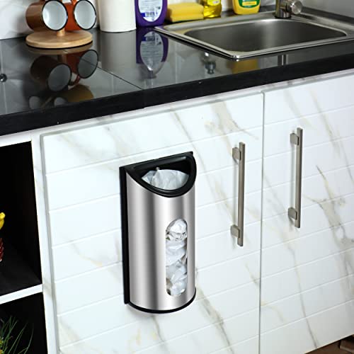 Utopia Kitchen Grocery Plastic Bag Holder and Dispenser for Plastic Bags - Easy Wall Mount Bag Saver - Stainless Steel (Silver)