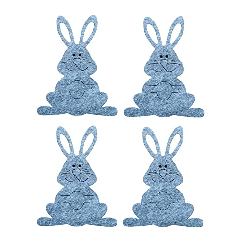 Tableware Folk Spoon And Fork Bunny Cutlery Organizer Holders Cutlery Cover Utensil Silverware Table Bag 4pcs Easter Knife Easter Decoration Pocket Tableware Wicker Chargers