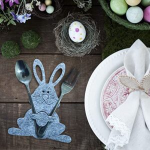 Tableware Folk Spoon And Fork Bunny Cutlery Organizer Holders Cutlery Cover Utensil Silverware Table Bag 4pcs Easter Knife Easter Decoration Pocket Tableware Wicker Chargers