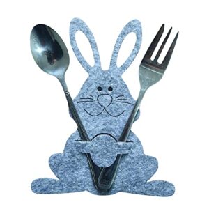 Tableware Folk Spoon And Fork Bunny Cutlery Organizer Holders Cutlery Cover Utensil Silverware Table Bag 4pcs Easter Knife Easter Decoration Pocket Tableware Wicker Chargers