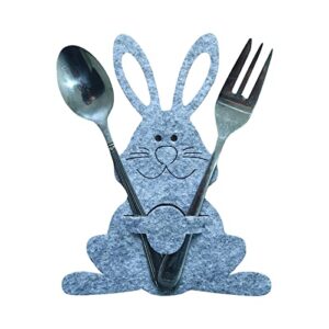 Tableware Folk Spoon And Fork Bunny Cutlery Organizer Holders Cutlery Cover Utensil Silverware Table Bag 4pcs Easter Knife Easter Decoration Pocket Tableware Wicker Chargers