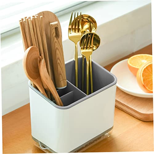 KUYYFDS Cutlery Sink Caddy Drain Rack, Plastic Spoon Fork Chopstick Storage Box Double Layer for Kitchen Cutlery Racks