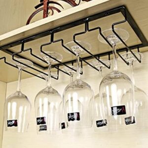 Eaarliyam Wine Glass Rack, Wine Glass Holder Under Cabinet Wine Glass Rack Hanging Glasses Shelf for Kitchen Bar Black