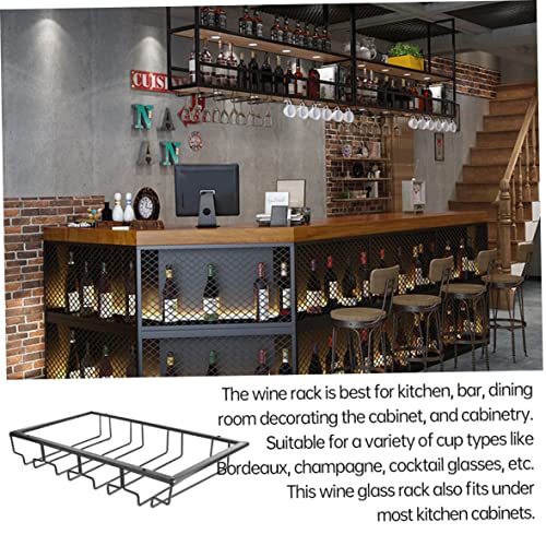 Eaarliyam Wine Glass Rack, Wine Glass Holder Under Cabinet Wine Glass Rack Hanging Glasses Shelf for Kitchen Bar Black