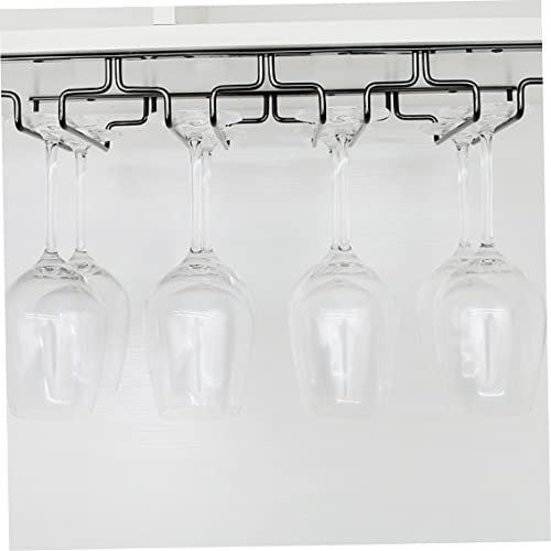 Eaarliyam Wine Glass Rack, Wine Glass Holder Under Cabinet Wine Glass Rack Hanging Glasses Shelf for Kitchen Bar Black