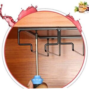 Eaarliyam Wine Glass Rack, Wine Glass Holder Under Cabinet Wine Glass Rack Hanging Glasses Shelf for Kitchen Bar Black