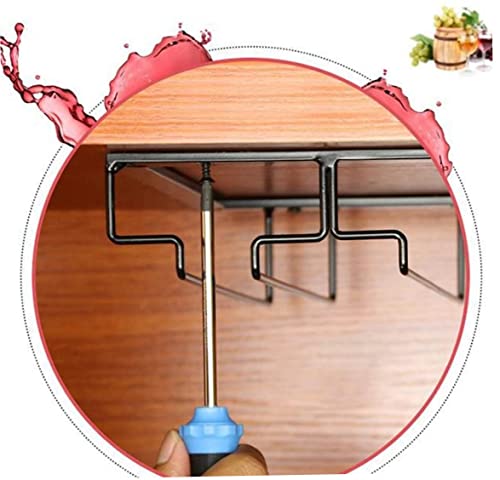 Eaarliyam Wine Glass Rack, Wine Glass Holder Under Cabinet Wine Glass Rack Hanging Glasses Shelf for Kitchen Bar Black