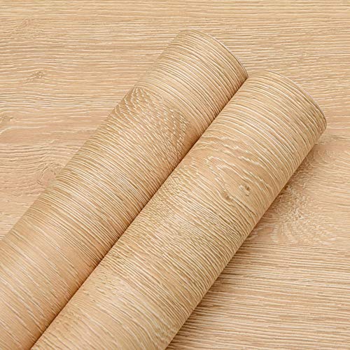 Self Adhesive Faux Light Wood Vinyl Contact Paper for Kitchen Cabinets Shelves Drawer Cupboards Table Desk Arts and Crafts Decal 15.7 x117 Inches