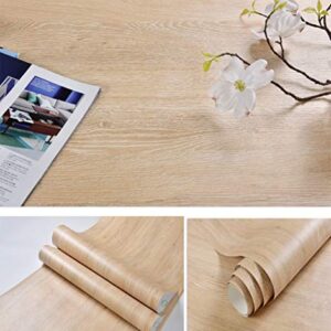 Self Adhesive Faux Light Wood Vinyl Contact Paper for Kitchen Cabinets Shelves Drawer Cupboards Table Desk Arts and Crafts Decal 15.7 x117 Inches