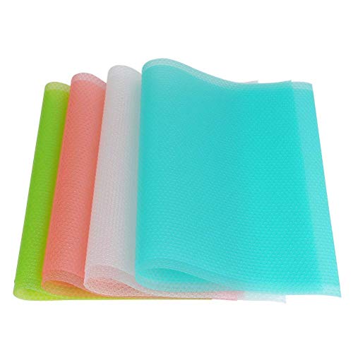 E-lishine Multifunctional Refrigerator Pads Non-Slip Moisture Absorption Pad Washable Can Be Cut Refrigerator Mats,Set of 4 (Sakura Pink)