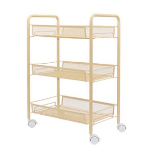 miaohy kitchen bathroom bathroom shelf metal trolley with wheels three-layer storage rack hook trolley (color : e, size : 1)