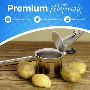 PriorityChef Large 15oz Potato Ricer, Heavy Duty Stainless Steel Potato Masher and Ricer Kitchen Tool, Press and Mash Kitchen Gadget For Perfect Mashed Potatoes - Everytime