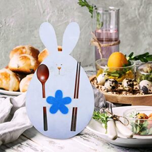 ABOOFAN Easter Silverware Holders 12pcs Easter Bunny Cutlery Bag Flatware Pouch Fork Spoon Chopsticks Utensil Bags Easter Dinner Decorations Blue