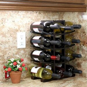 DOUBA Wooden Wine Rack 12 Bottles Bar Kitchen Dining Room Storage Wine Rack Home Countertop Wine Rack