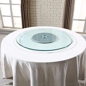 YCMY 28" Clear Glass Lazy Susan Turntable Round Tabletop Rotating Serving Tray Kitchen Dining Table Turntable Heavy Duty Large Serving Plate Thick: 10mm.